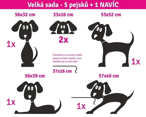 WALLVINIL Samolepky na zeď - Hraví pejsci Barva: Stříbrná, Velikost: Malá sada