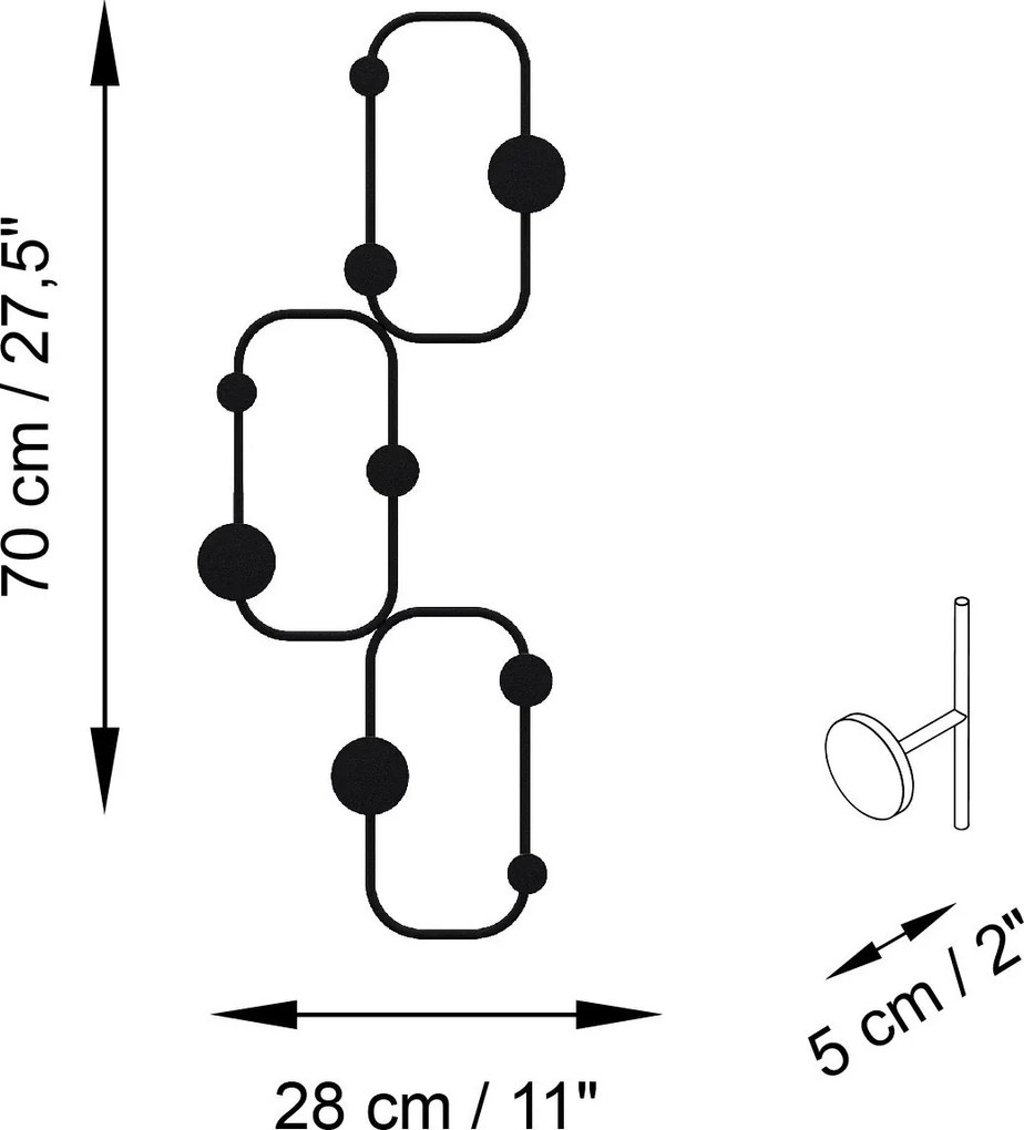 Nástěnný kovový věšák Lizzard 28 cm černý