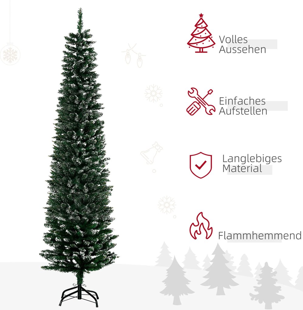 HOMCOM Vánoční stromek 190 cm, vysoce realistický, 570 větviček, nehořlavý, stabilní podstavec, zelená
