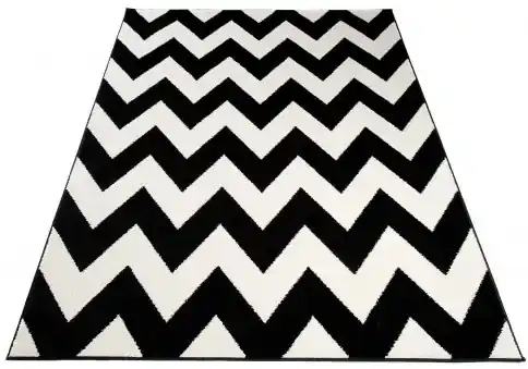 Moderní kusový koberec MAROKO L891A Cik Cak černý bílý Rozměr: 80x150 cm |  BIANO