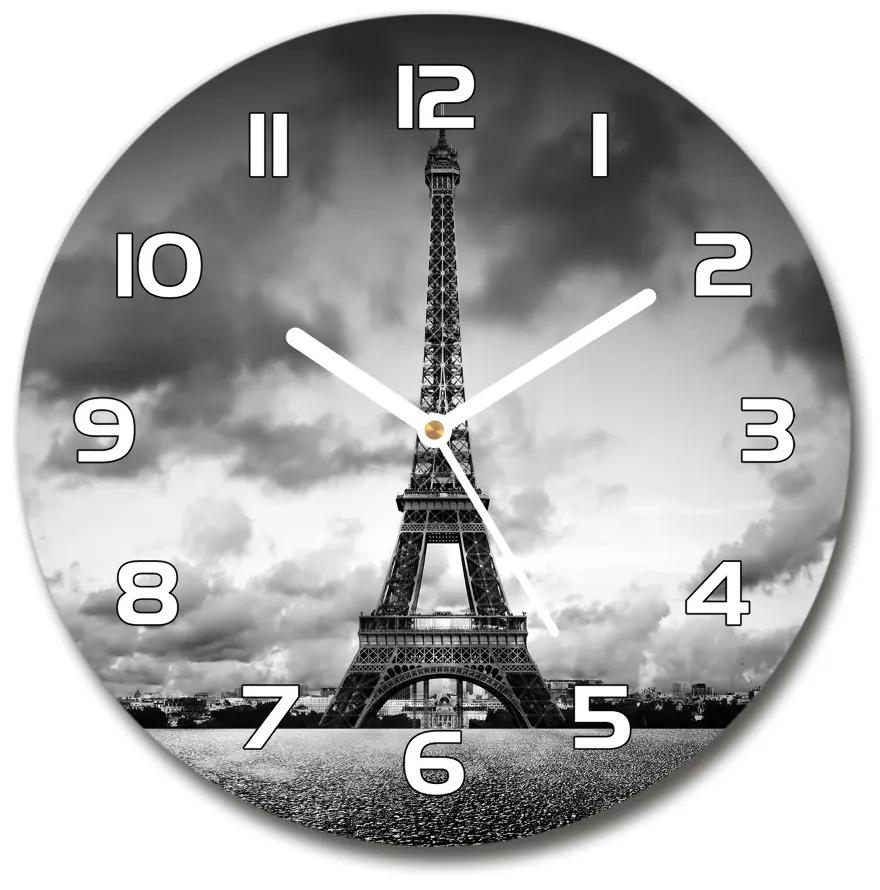 Wallmuralia Skleněné hodiny kulaté Eiffelova věž Paříž fi 30 cm