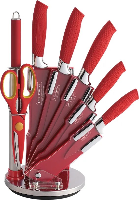 Royalty Line 8-dílná sada nožů, nůžek a ocílky RL-RED8C s antiadhezní vrstvou