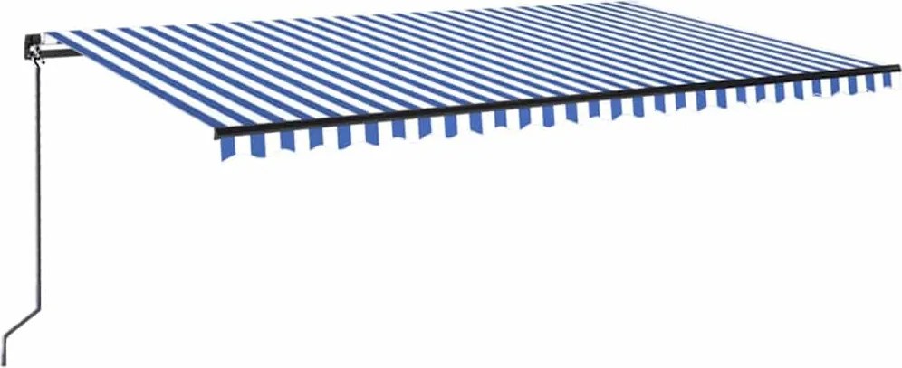 Ručně zatahovací markýza s LED světlem 500x300 cm modrá a bílá 3069141
