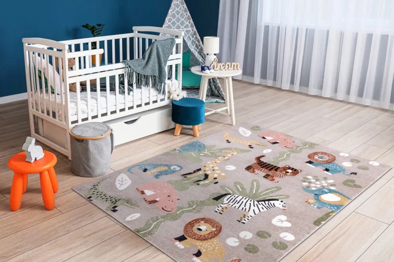 Dywany Łuszczów, Dětský kusový koberec Fun Africa beige, 240x330, vícebarevná, dětský pokoj
