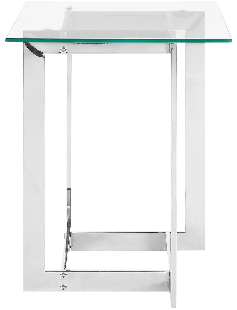 Odkládací stolek stříbrný se skleněnou deskou CRYSTAL Beliani