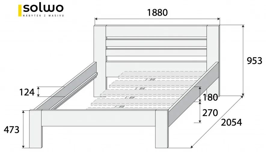 Masivní postel AMANDA - Solwo Design Materiál: Dub Cink, Povrchová úprava: Olej odstín 202, Specifikace: 120x200