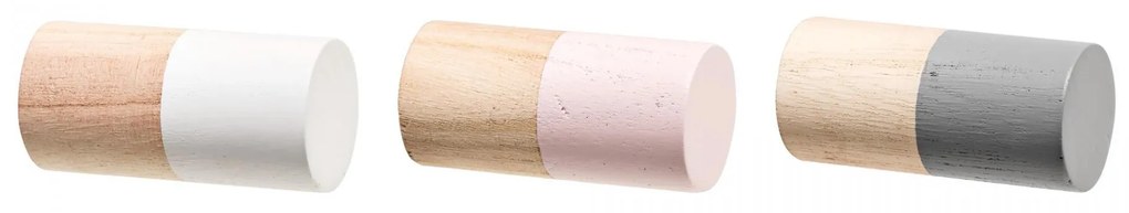Bloomingville Dřevěný háček Nature Růžový, růžová barva, šedá barva, bílá barva, dřevo