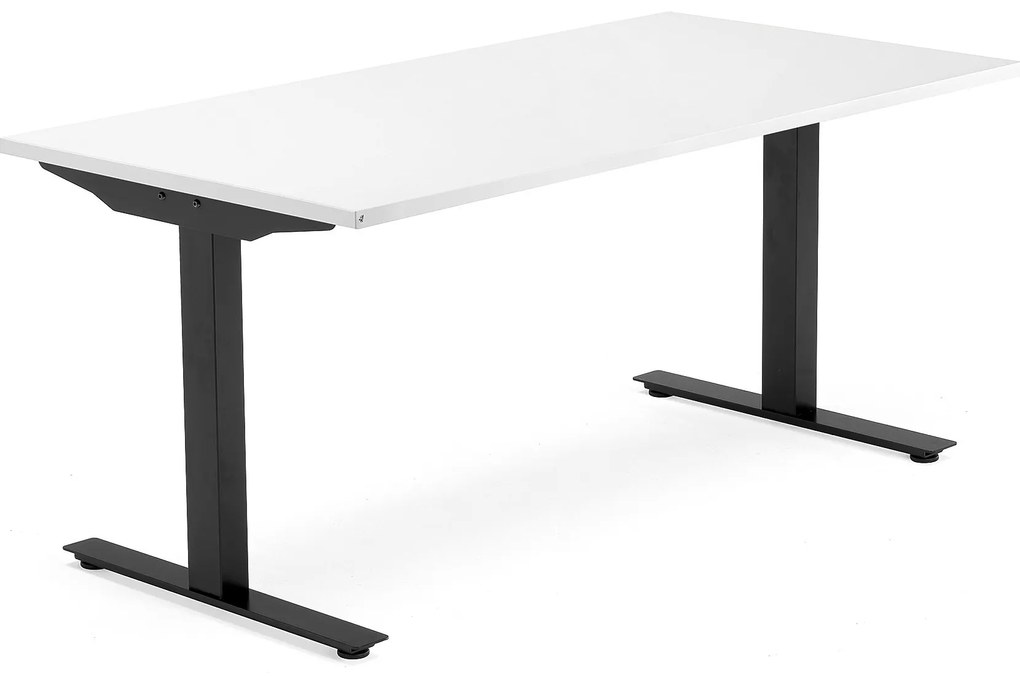 AJ Produkty Psací stůl MODULUS, T-nohy, 1600x800 mm, černý rám, bílá