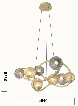 Wofi 7015-804 - LED Lustr na lanku METZ 8xG9/3,5W/230V zlatá/šedá