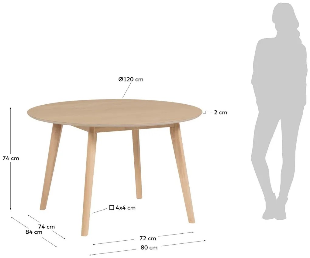 Dřevěný kulatý jídelní stůl Kave Home Batilde 120 cm