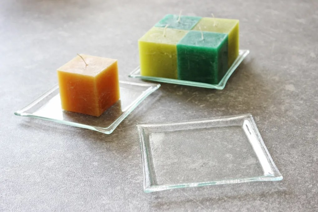 BDK-GLASS Skleněný čirý tácek pod svíčku 13x13cm - 1ks