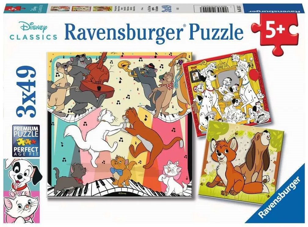 Puzzle ravensburger 051557 disney: postavy 3x49 dílků