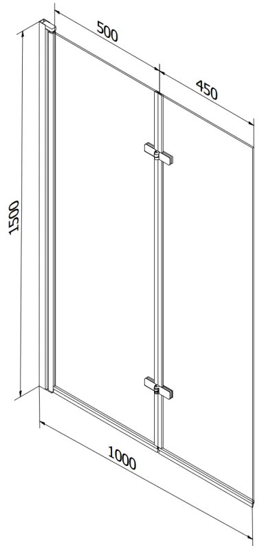 Mexen Castor, vanová zástěna 2-křídlová 100 x 150 cm, otočné křídlo, 6 mm námraza sklo, zlatý profil, 892-100-002-50-30
