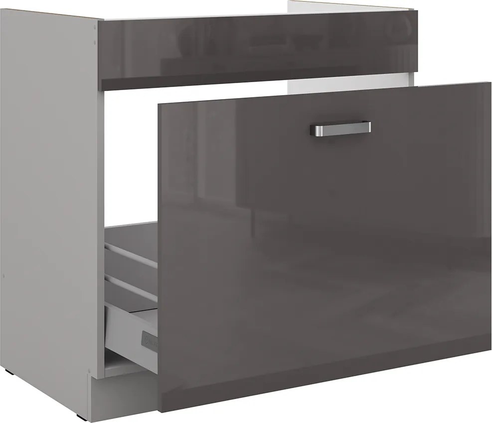 GREY gr | dolní skříňka 80 ZL 1S dřezová | 80 cm | PREMIUM BOX | světle šedá/tmavě šedá lesk