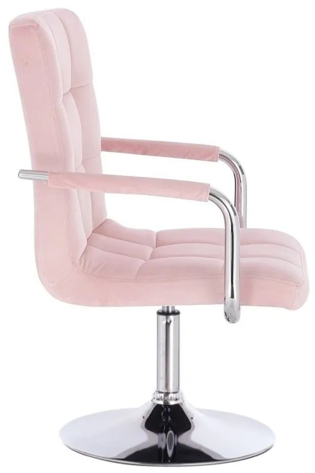 LuxuryForm DESIGN Otočná židle VERONA VELUR na stříbrném talíři - růžová