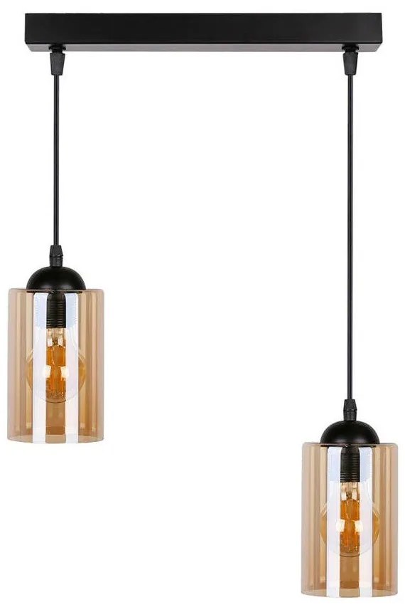 Černé závěsné svítidlo se skleněným stínidlem 10x34 cm Bistro – Candellux Lighting