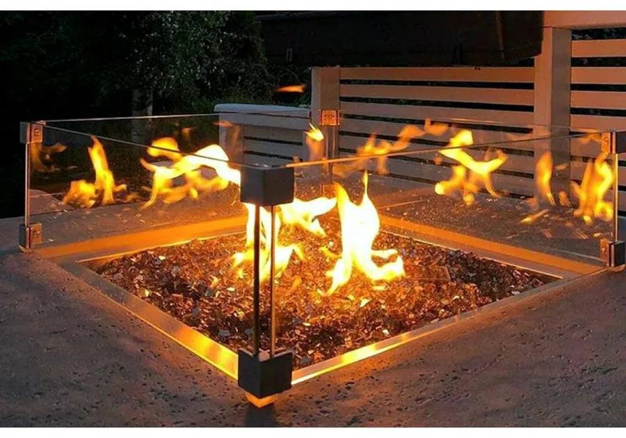 Luxusní venkovní stůl s ohništěm - MANHATTAN - šedý