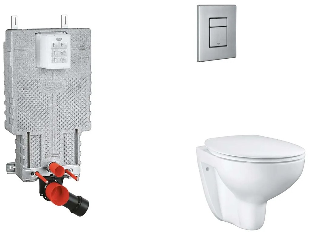 Grohe Uniset - Set předstěnové instalace, klozetu, sedátka SoftClose a tlačítka Skate Cosmopolitan, kartáčovaná nerezová ocel SANI15BB2103
