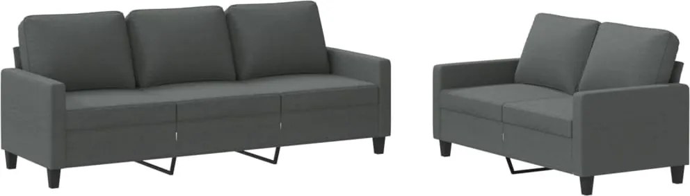 2dílná sedací souprava s poduškami tmavě šedá textil 3201461