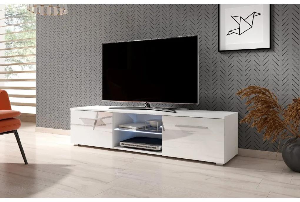 VIVALDI Televizní stolek MOON 140 bílý, s LED osvětlením