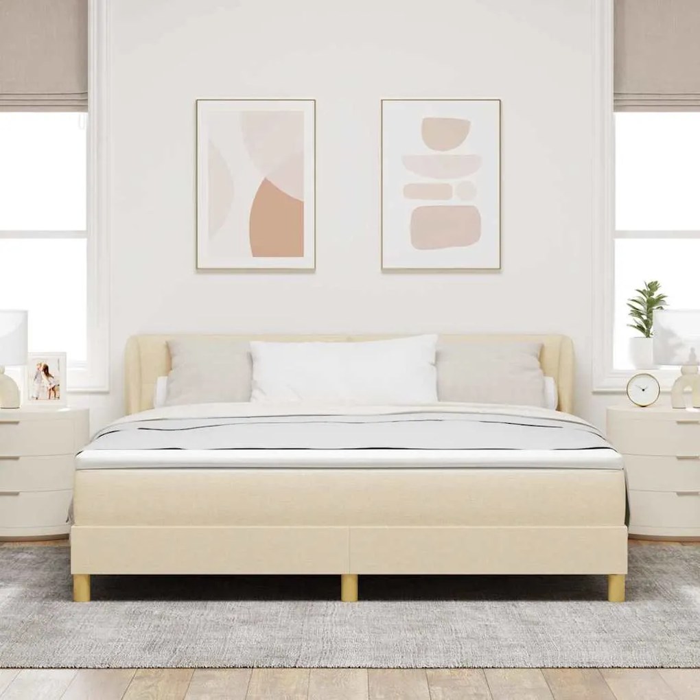 Postel s boxspringem s čelo Krémová 180 x 200 cm textil 3340232