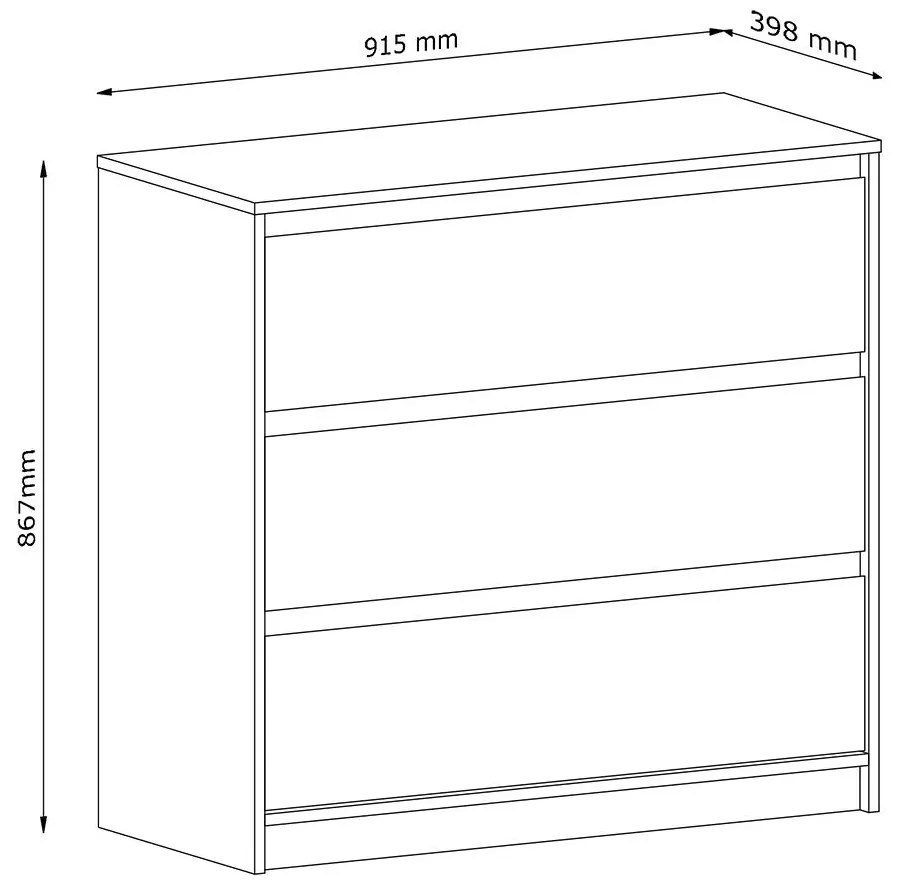 MANAMI | komoda K3S | 91,5 cm | dub cremona