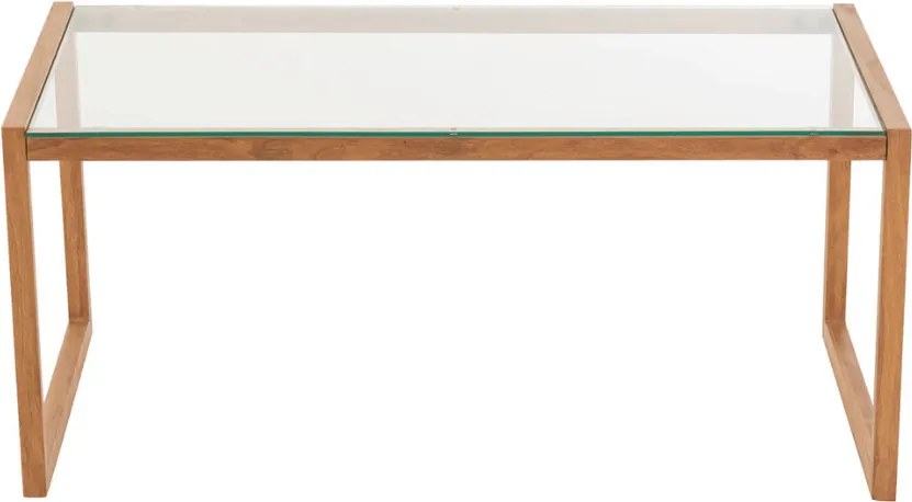 Konferenční stolek NATURELE se skleněnou deskou 90x50 cm, hnědý