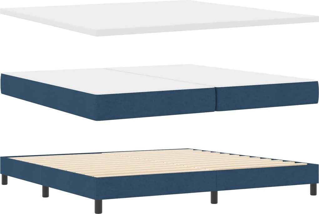 Postel s boxspringem s čelo Modrá 200 x 200 cm textil 3340114