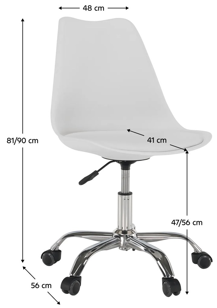 Kancelářská židle ELEN - plast, ekokůže, chrom, bílá