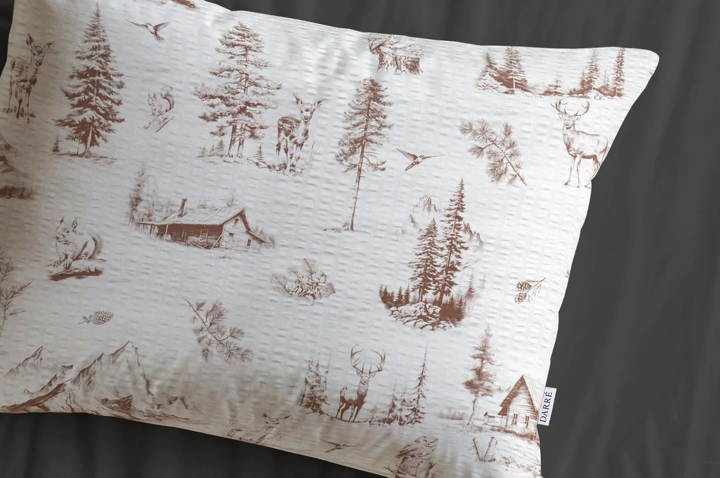 Krepový povlak na polštář Divoká příroda - hnědý Velikost: 70 x 90