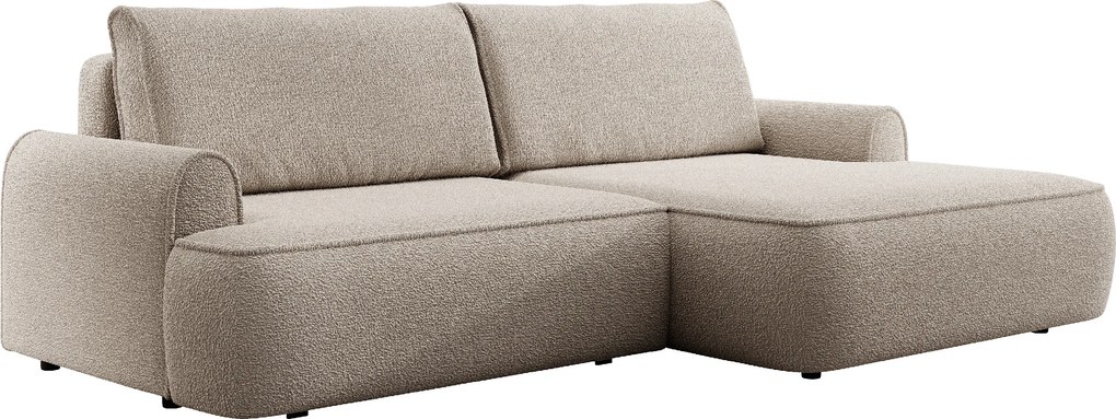 Rohová rozkládací sedací souprava do L OVIEDO, 250 cm, s úložným prostorem Roh pohovky: Pravý roh, Barva látky: Hnědá (Abriamo 02)