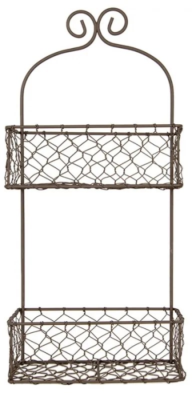 Drátěná závěsná polička se 2 košíky Filaire – 20x12x45 cm