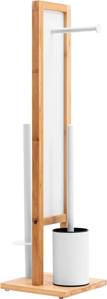 Tutumi REA - Bambusový koupelnový stojan na toaletní papír a kartáč, White 321502, HOM-04000