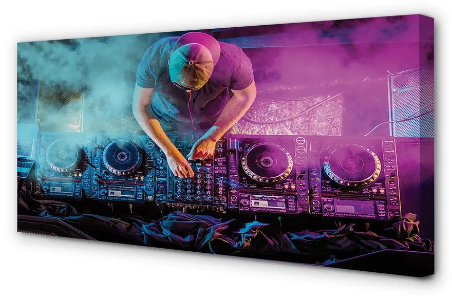Obrazy na plátně DJ konzole barevné osvětlení 140x70 cm
