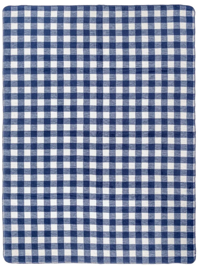 Unia - Cotton Cloud Bavlněná deka z akrylu 150x200 2146/1 Piknik klasická tmavě modrá přehoz na postel s háčkováním SG