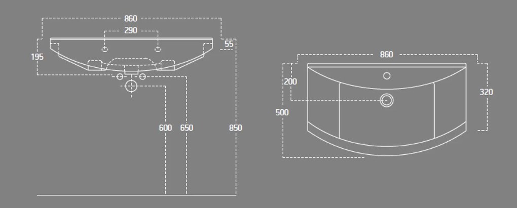 Sapho, ZERO nábytkové umyvadlo 86x50cm