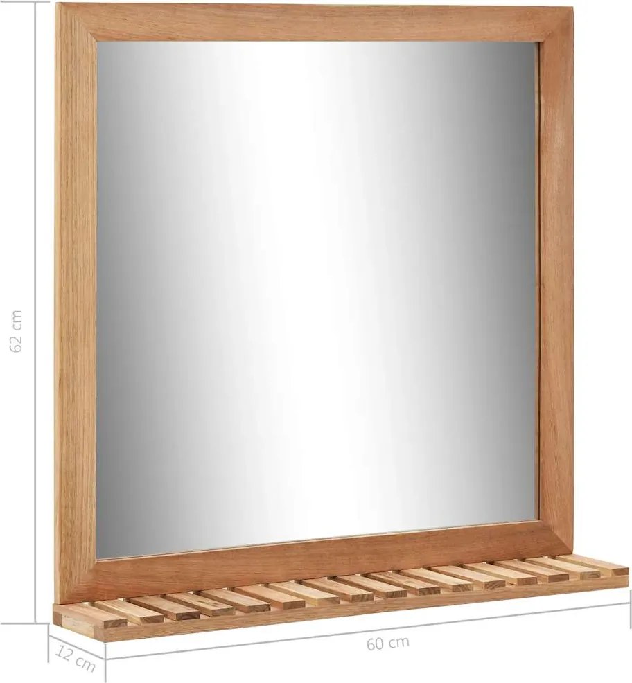 Koupelnové zrcadlo 60 x 12 x 62 cm masivní ořechové dřevo 247605