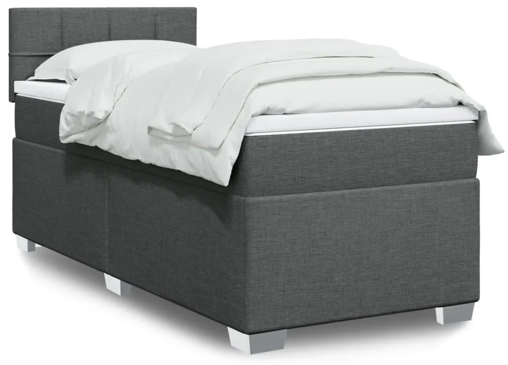 Box spring postel s matrací tmavě šedá 90x190 cm textil