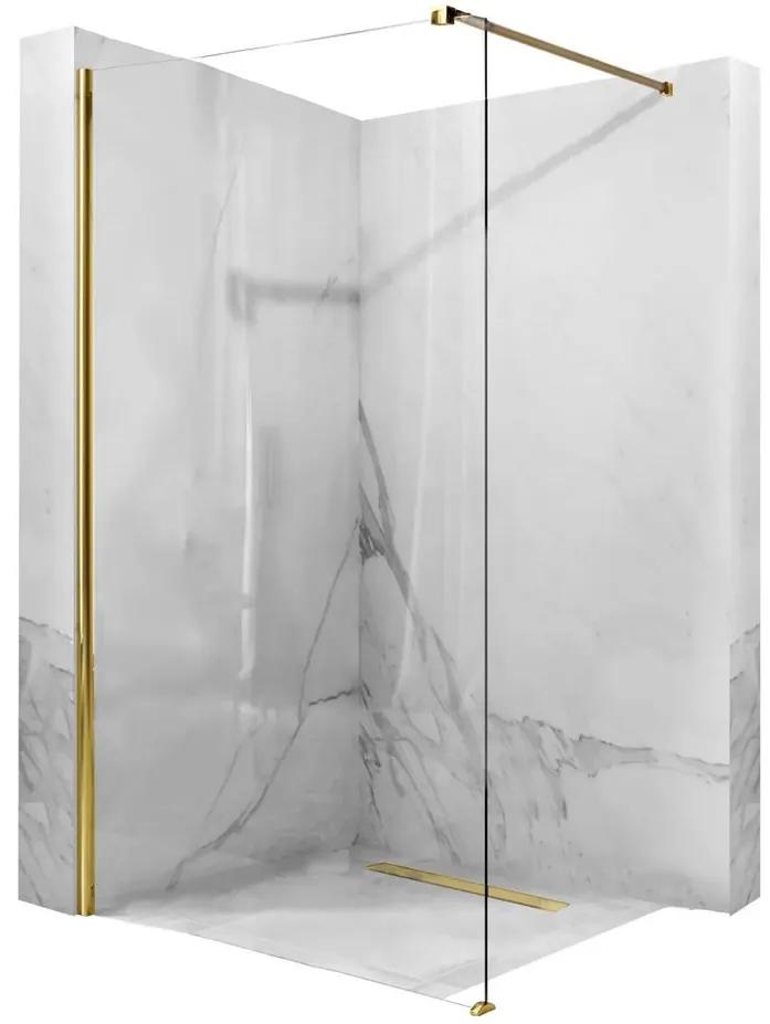 Rea AERO, sprchová zástěna WALK IN 90 x 195 cm, čiré sklo - zlatý profil, REA-K8442