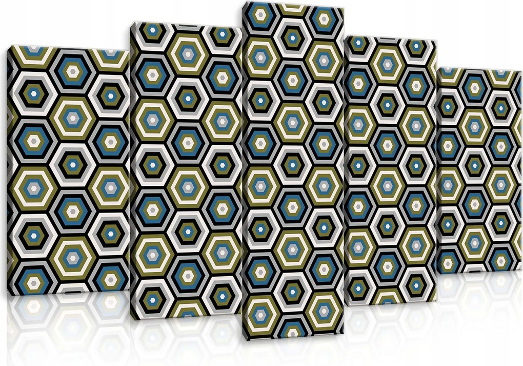 Obraz 100x60 Geometrická abstrakce hexagon kosočtverec vzor polyptych