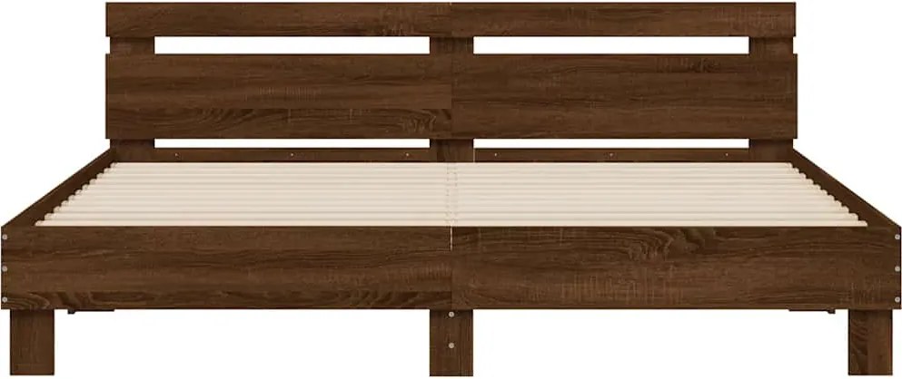 Rám postele s čelem hnědý dub 200 x 200 cm kompozitní dřevo 3207398