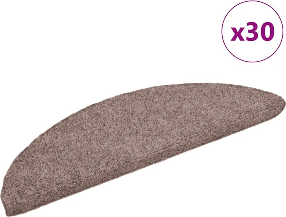 Schodové rohože samolepicí 30 ks 56x17x3 cm světle hnědé půlkulaté 3365679