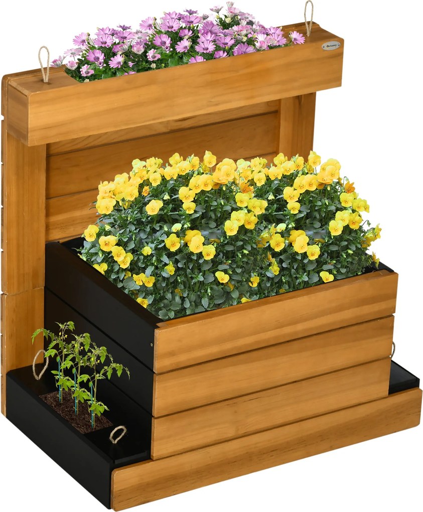 Zvýšený záhon Outsunny, dřevěná květináč s automatickým zavlažovacím systémem, 79,5 x 49,5 x 80 cm | Aosom