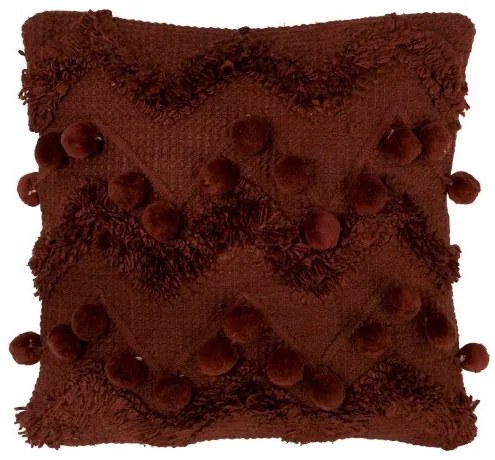 Vínový polštář s bambulkami ZigZag - 45*45cm
