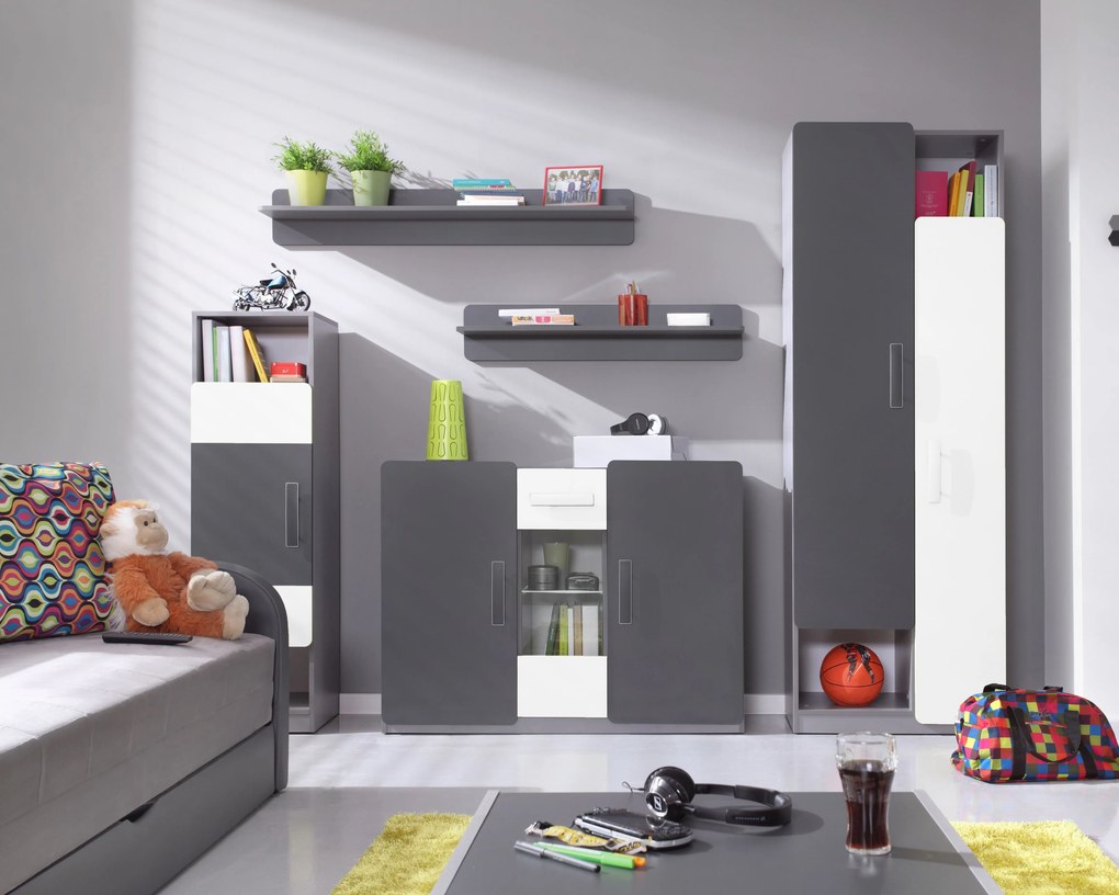Nábytek do dětského / studentského pokoje LIDO Sestava 6 Barevné osvětlení LED: Bílá +290Kč