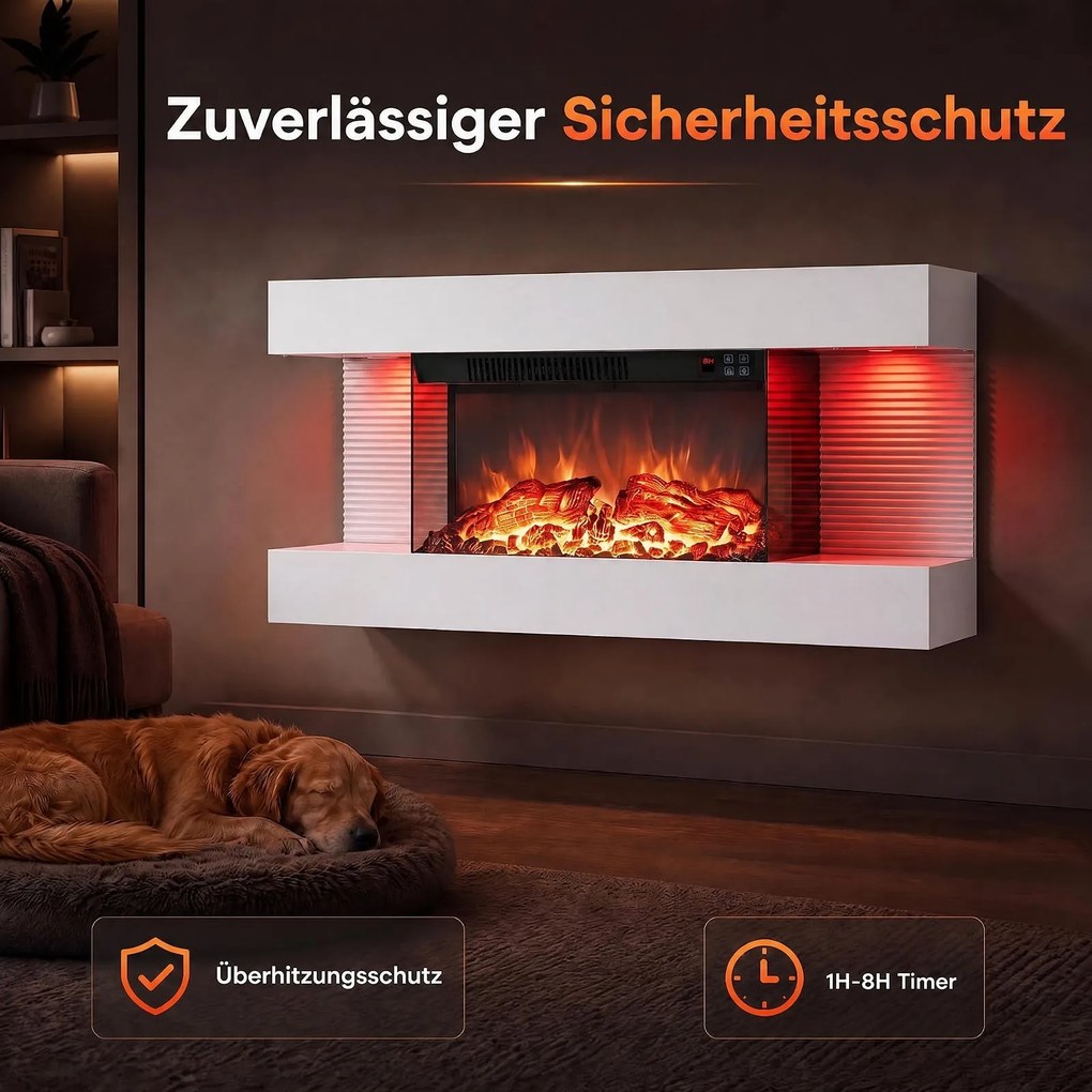 Costway Třístranný elektrický krb 81 cm s LED, bílý