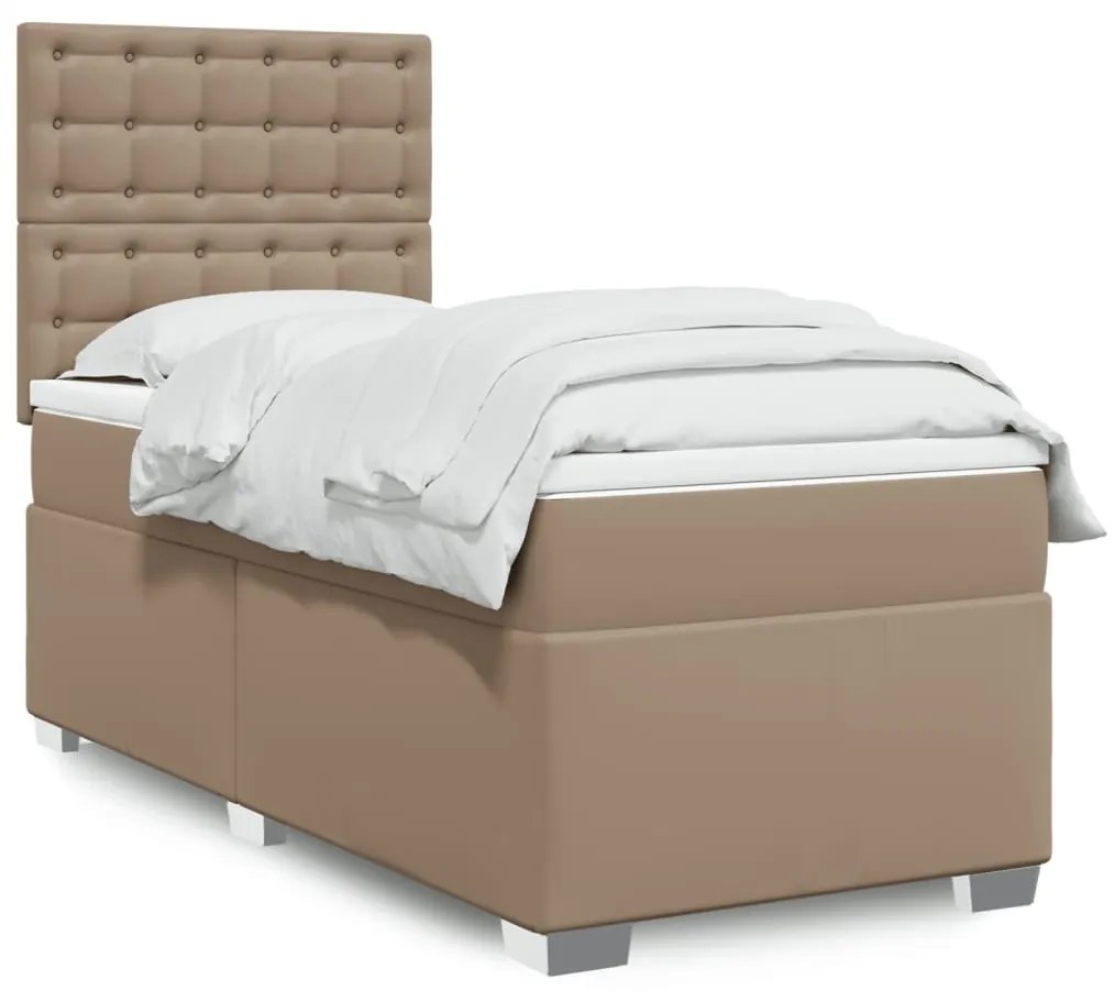 Box spring postel s matrací cappuccino 100x200 cm umělá kůže 3293011