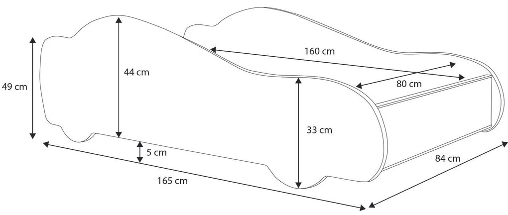 Dětská postel ve tvaru auta 160x80 cm Bentley Barva: Růžová