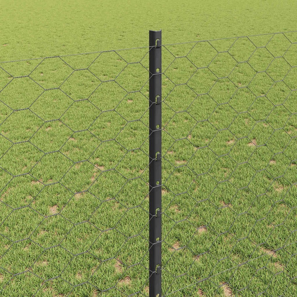 Hexagonální plot s podpěrou 10 x 1,4 m Ocel potažená PVC Šedá 3336832