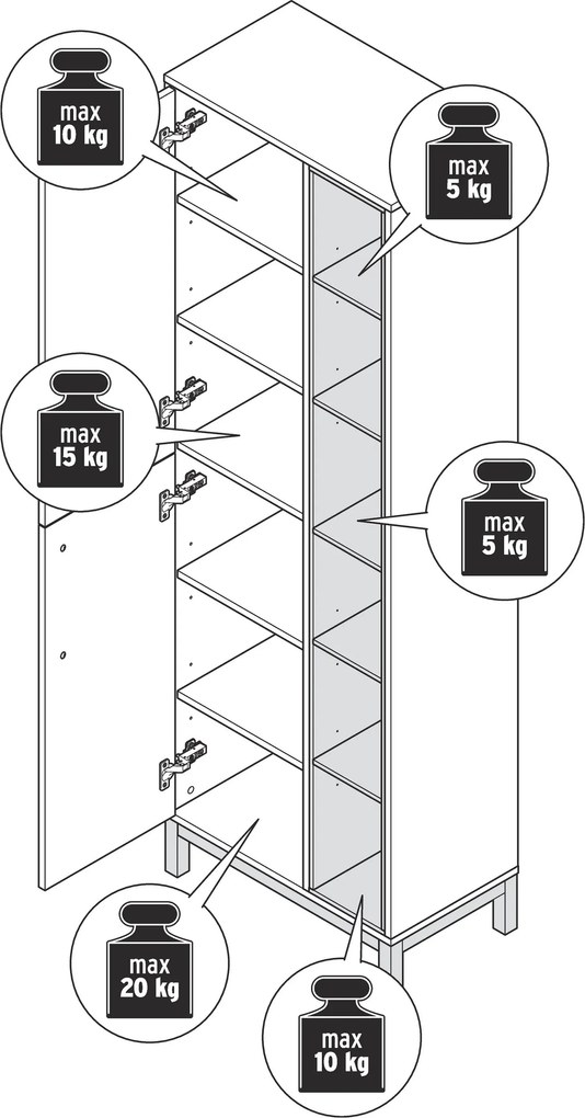 Tchibo - Vysoká koupelnová skříňka »Eklund« s boční přihrádkou - barva: bílá